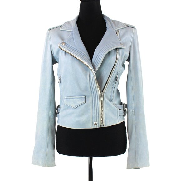 IRO | Jackets & Coats | Iro Hanaspe Lamb Leather Light Blue Distressed ...